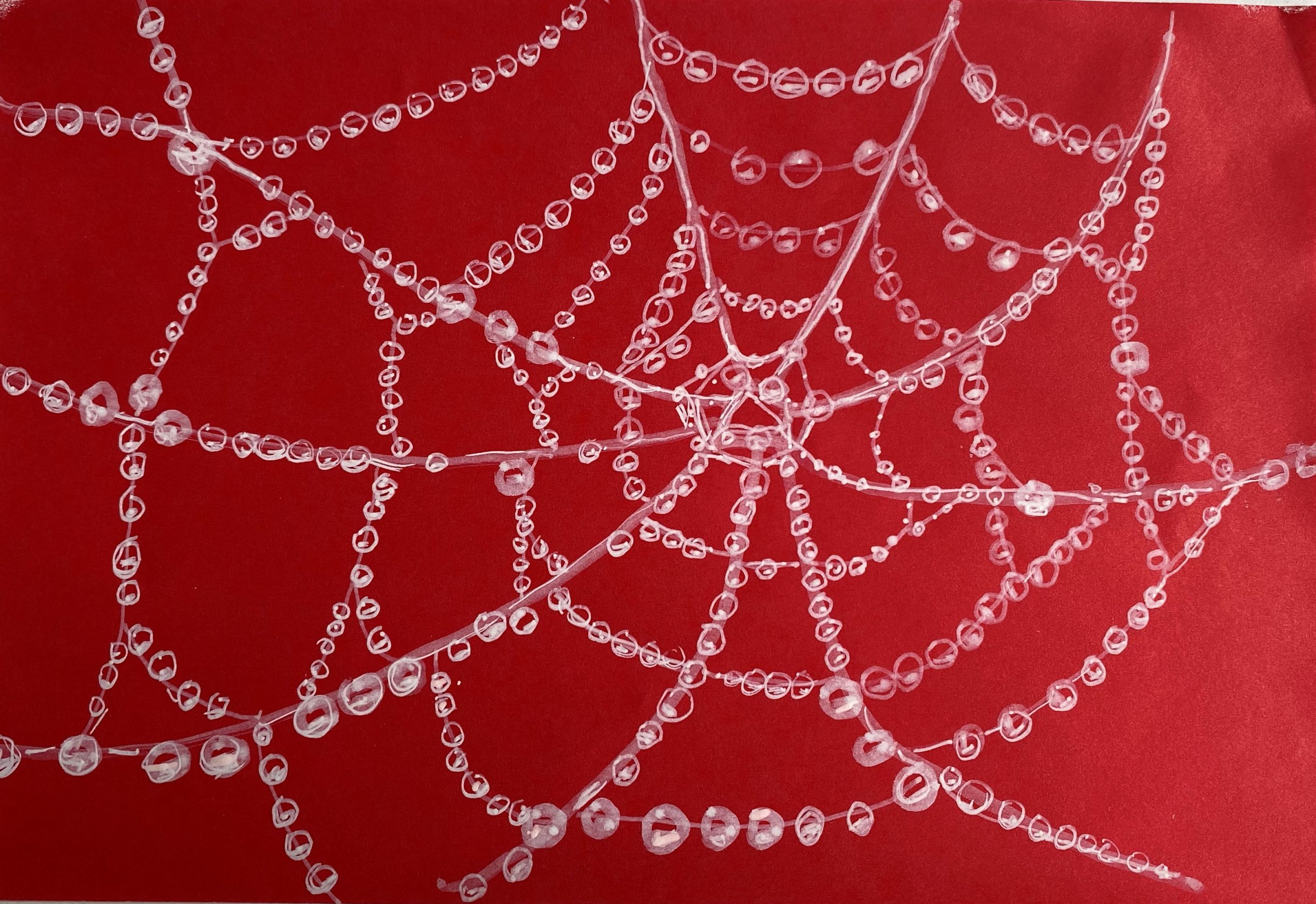 Dew Covered Spiderweb Drawing - Art With Miss Linda